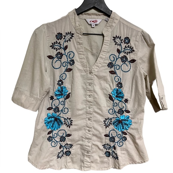 Roper | Tops | Vintage Roper Pearl Small Snap Button Down Embroidered ...